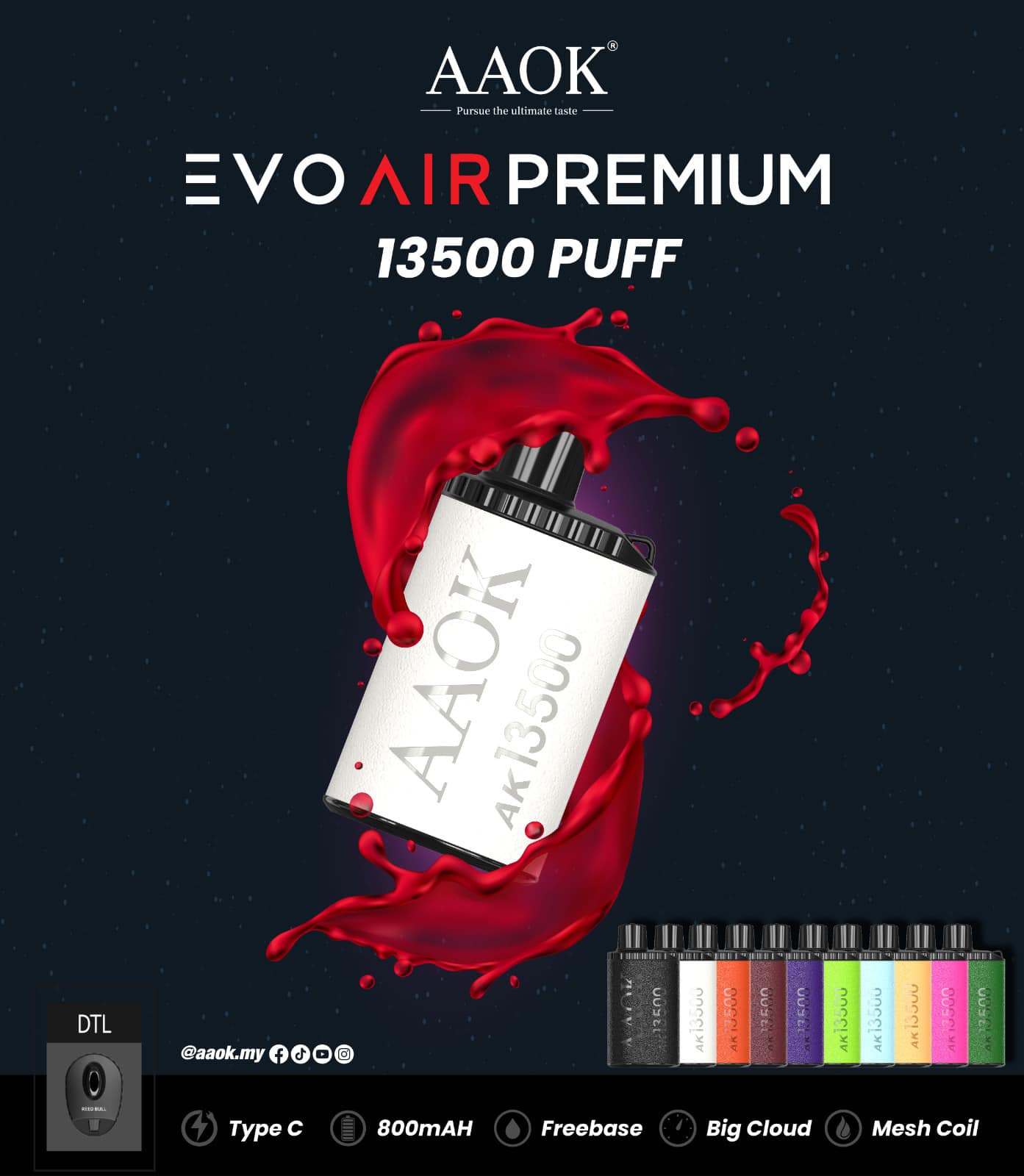 AAOK AK 13500 Puffs Disposable Pod - AAOK AK PRIMER DISPOSABLE