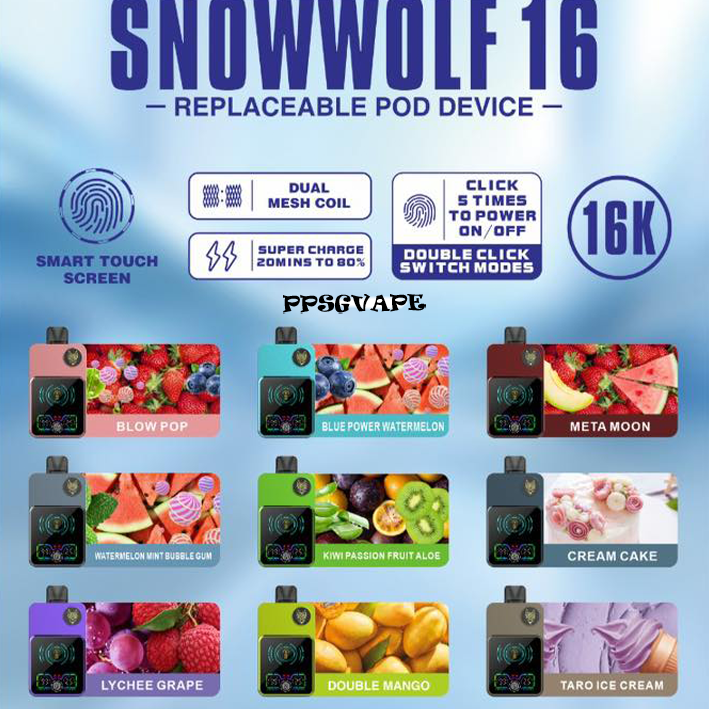 Snowwolf 16000 PREFILLED POD - SNOW WOLF 16K PUFF -SGVAPE